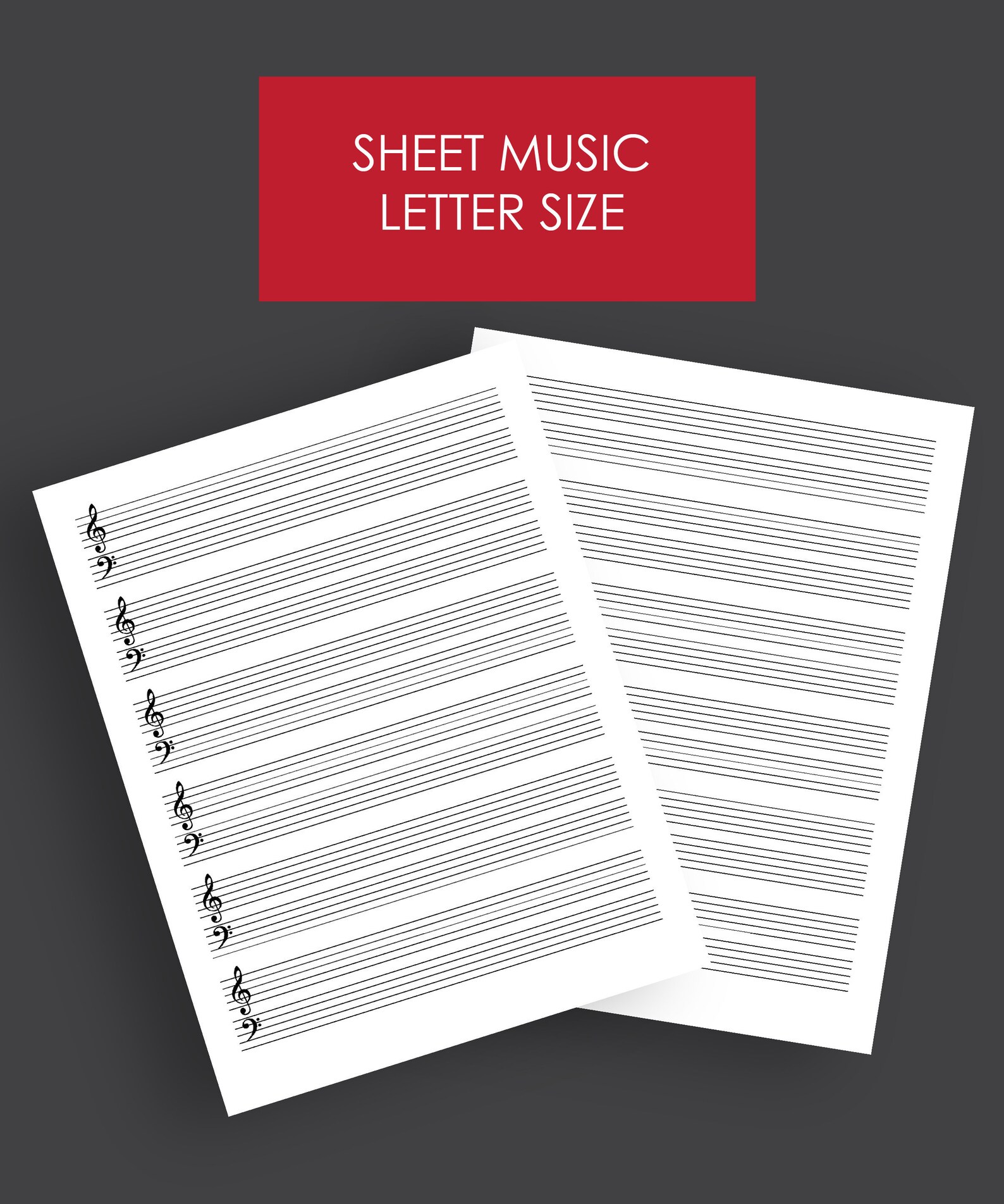 Music Staff Bar Charts Printable PDF, Manuscript Paper, Staves, Sheet ...