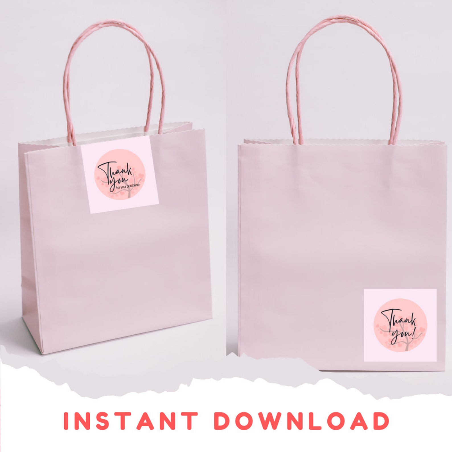 Printable Thank You Stickers - Instant Download Pink Sticker Thank You ...