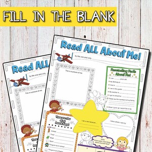 Read All About Me Printable Personal Poster Sets Worksheet for Teachers ...