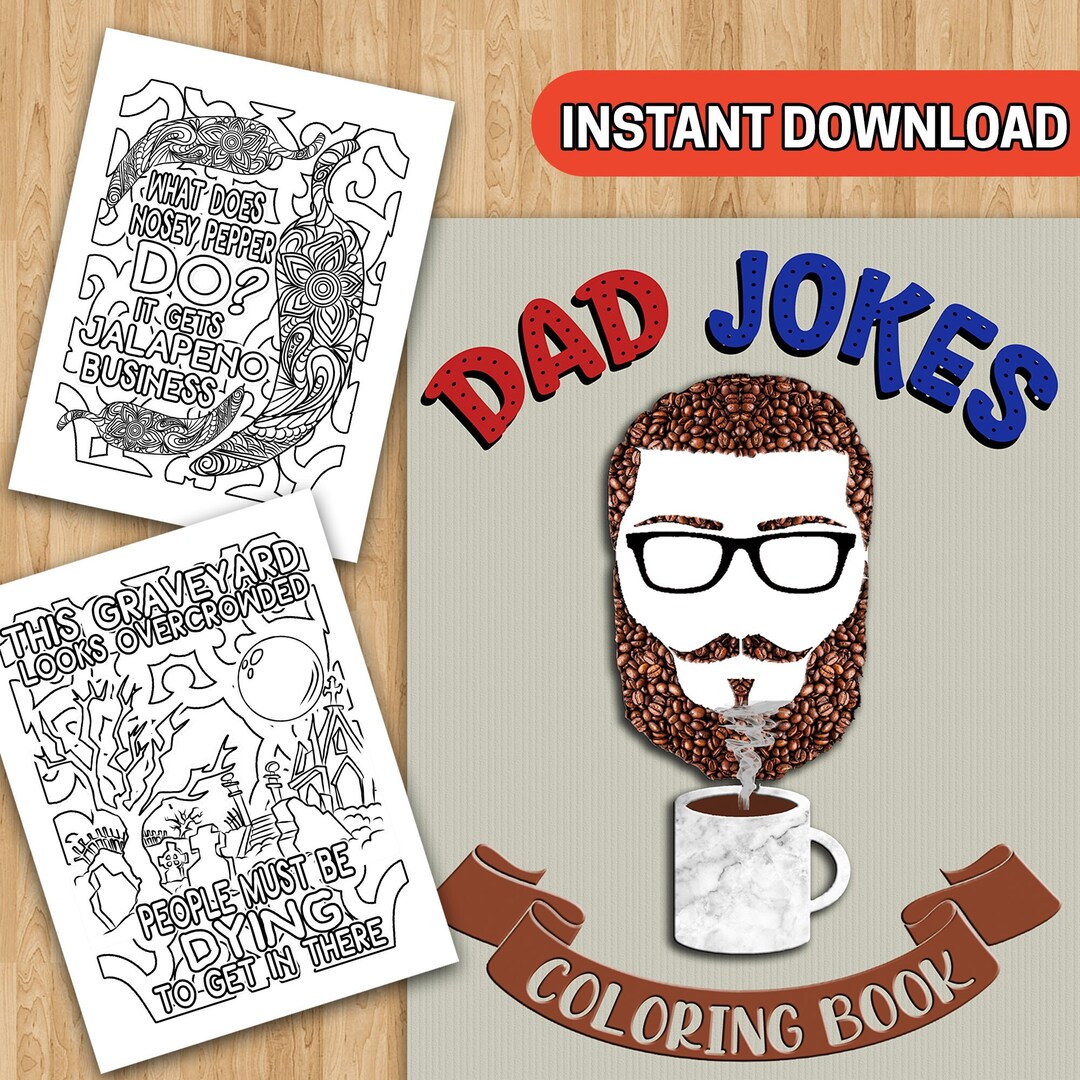 BEST VALUE Dad Jokes Coloring Book - Instant Download - Try Not to ...