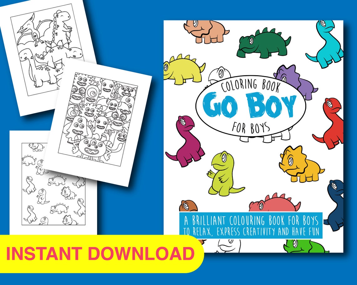 Boys Coloring Pages Instant Download PDF Printable Cute - Etsy