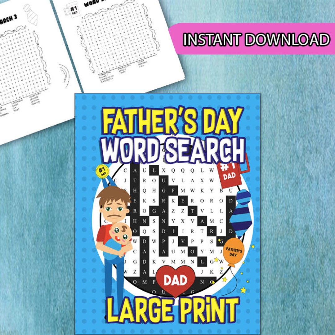 30 Father's Day Word Search Puzzles - Instant Download Printable PDF ...