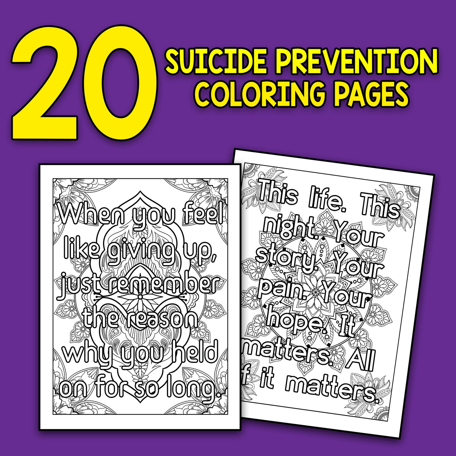 BEST VALUE 20 Suicide Prevention Awareness Quotes Coloring Book for ...