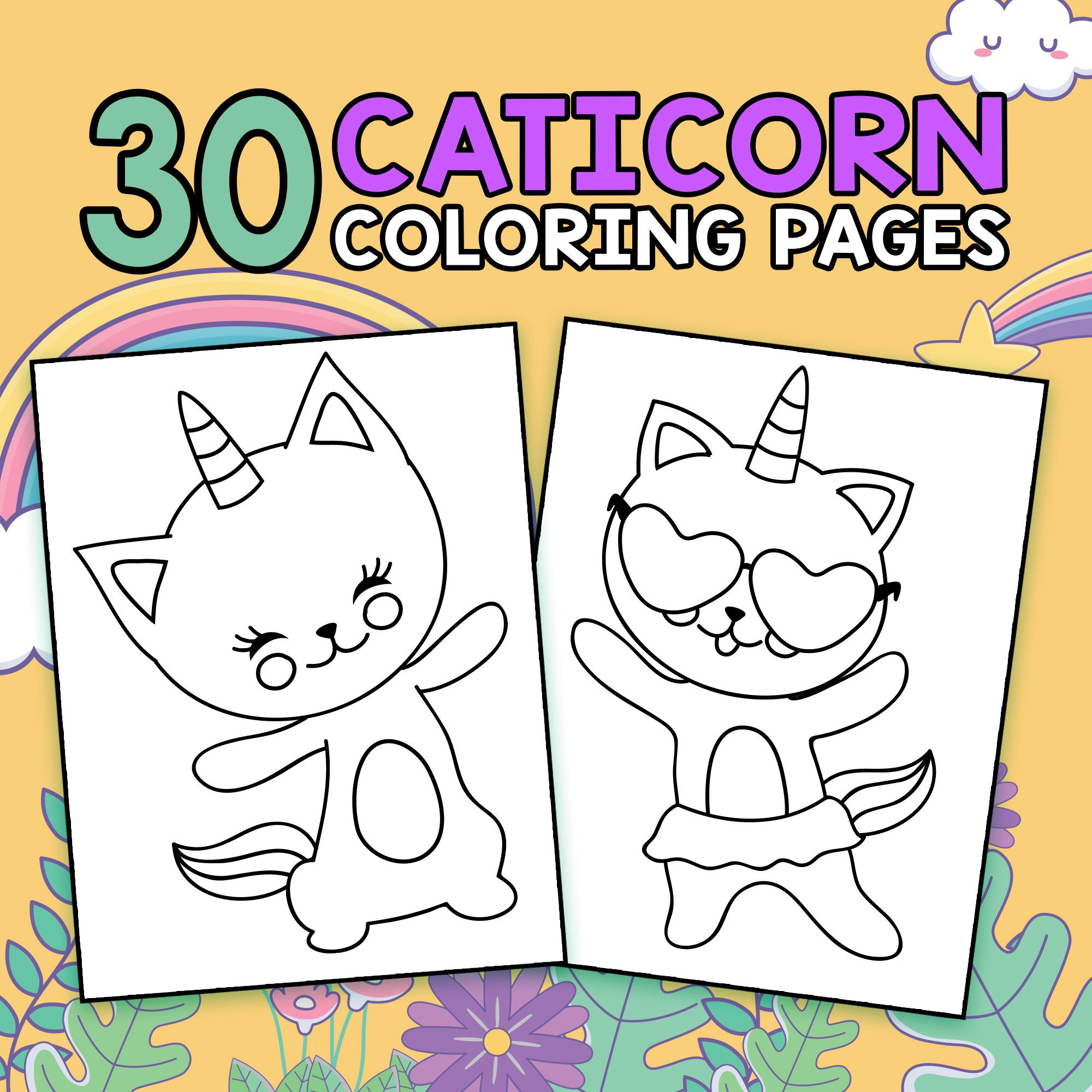 BEST VALUE 30 Too Cute Caticorn Coloring Book Instant - Etsy