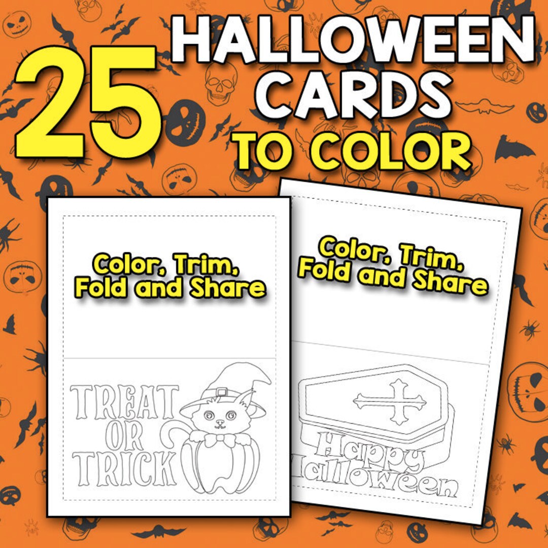 BEST VALUE 25 Printable Halloween Cards to Color: Create Color and ...