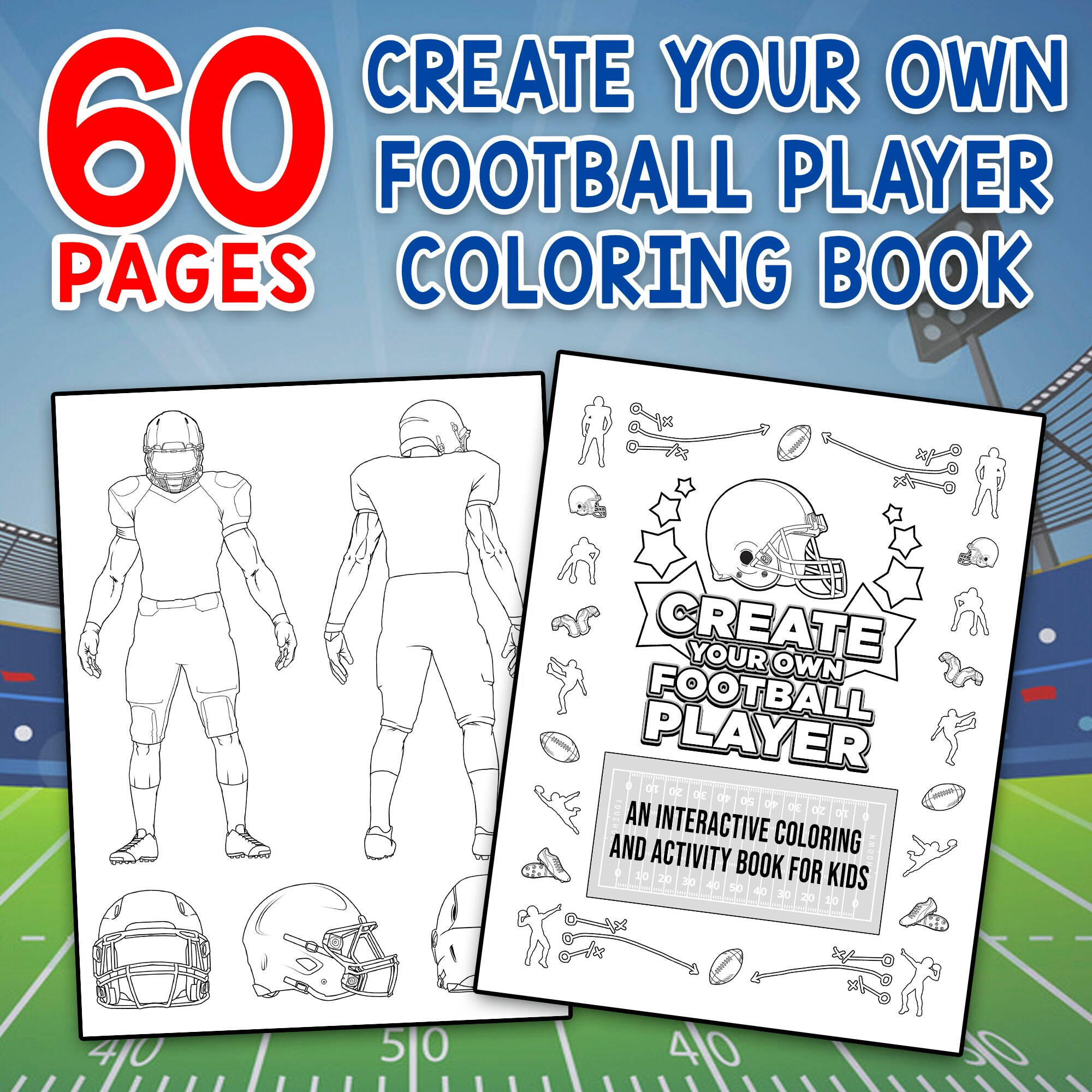 BEST VALUE 60 Create Your Own Football Player Coloring Pages - Etsy