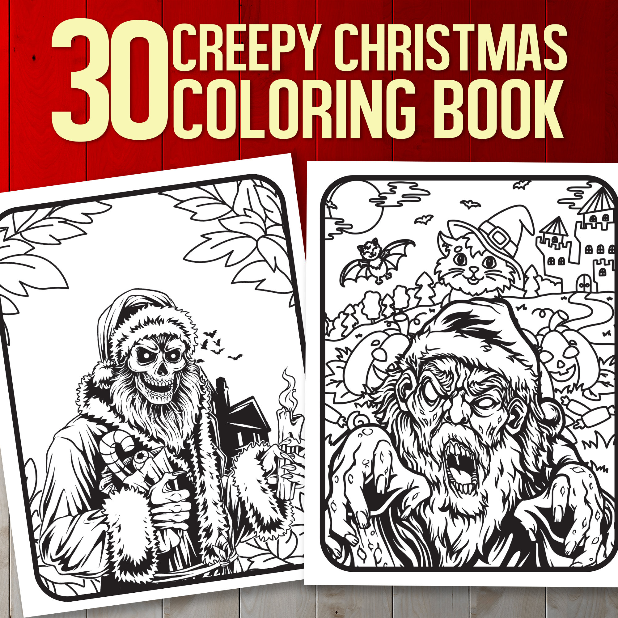 BEST VALUE Spooky Santa Coloring Book Instant Download Cute and Creepy ...