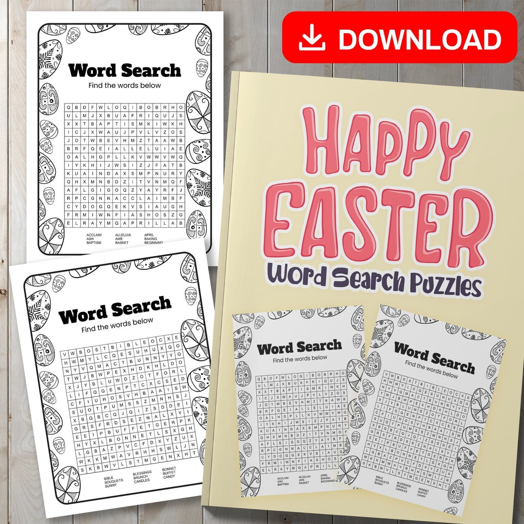 BEST VALUE! Happy Easter Word Search Puzzles - Instant Download Large ...