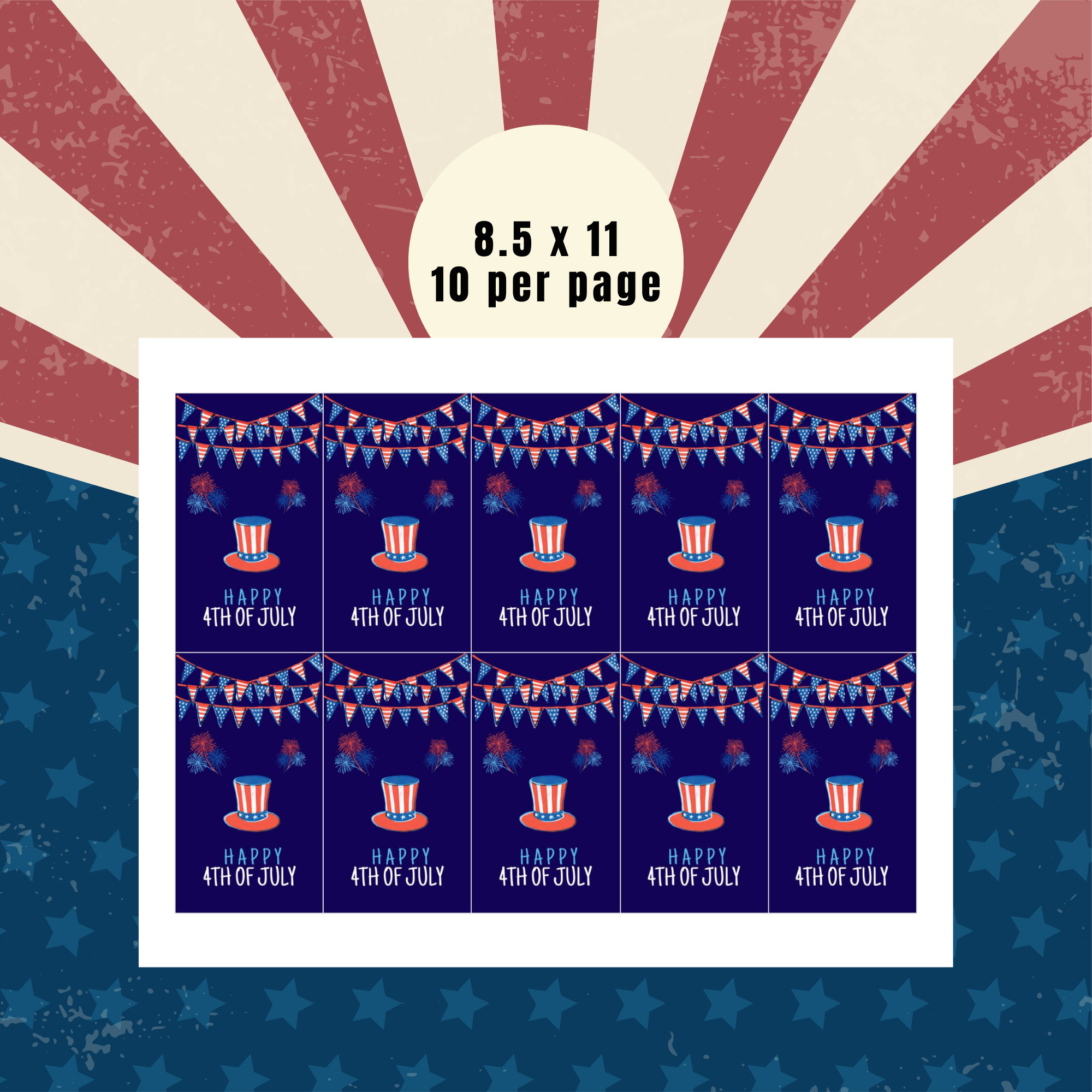 BEST VALUE! 4th of July Tags Printable - Instant Download Happy Fourth ...