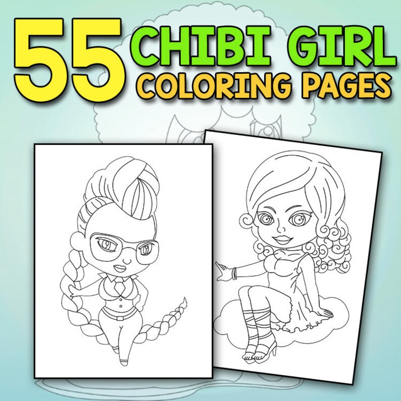 Naturally Cute Black Queens Chibi Coloring Book 55 Chibi Girl Coloring ...