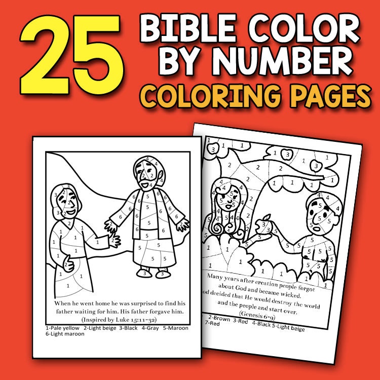 BEST VALUE Bible Color by Number Printable 25 Bible Coloring Pages for ...