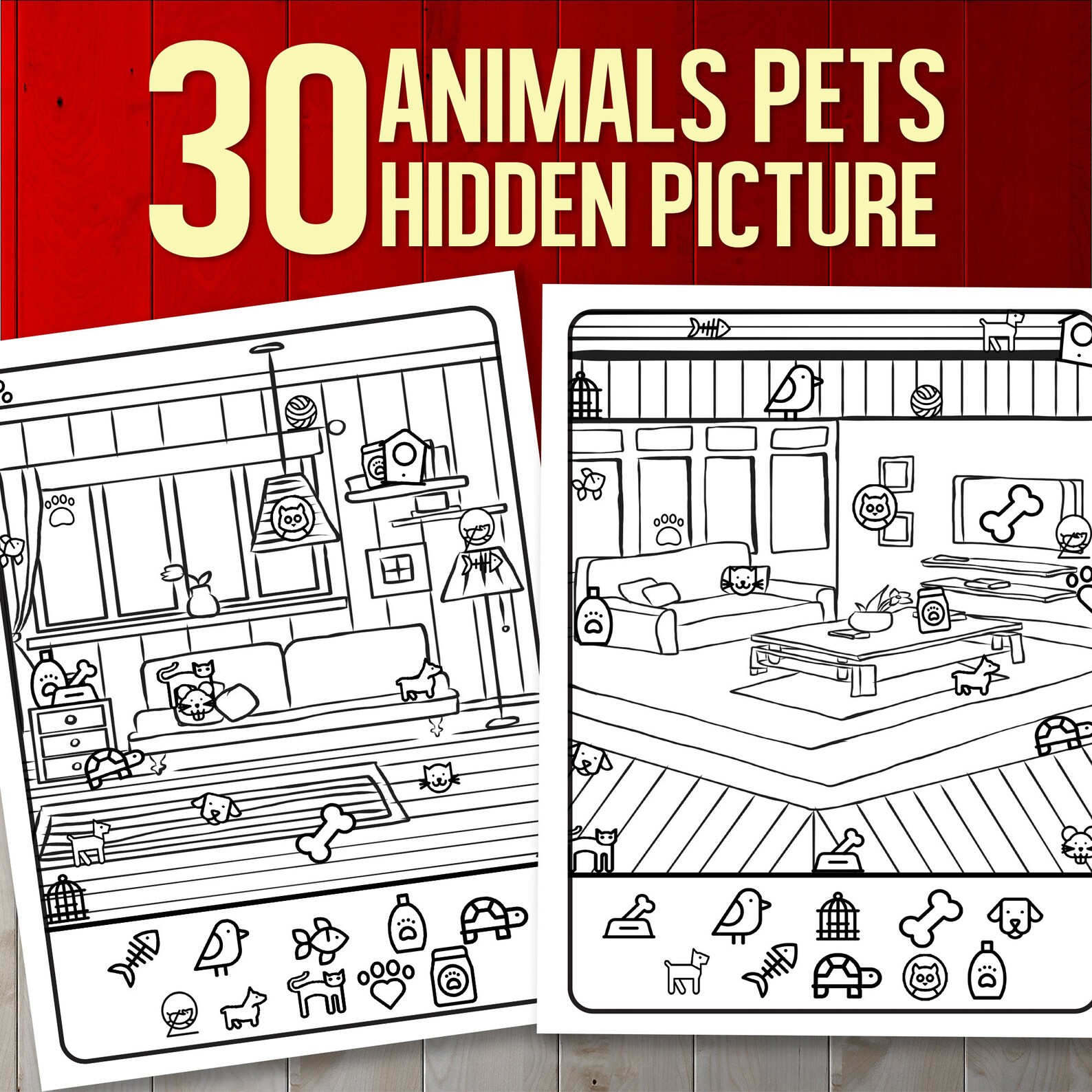 BEST VALUE 30 Hidden Animals Coloring Pages - Instant Download Seek ...