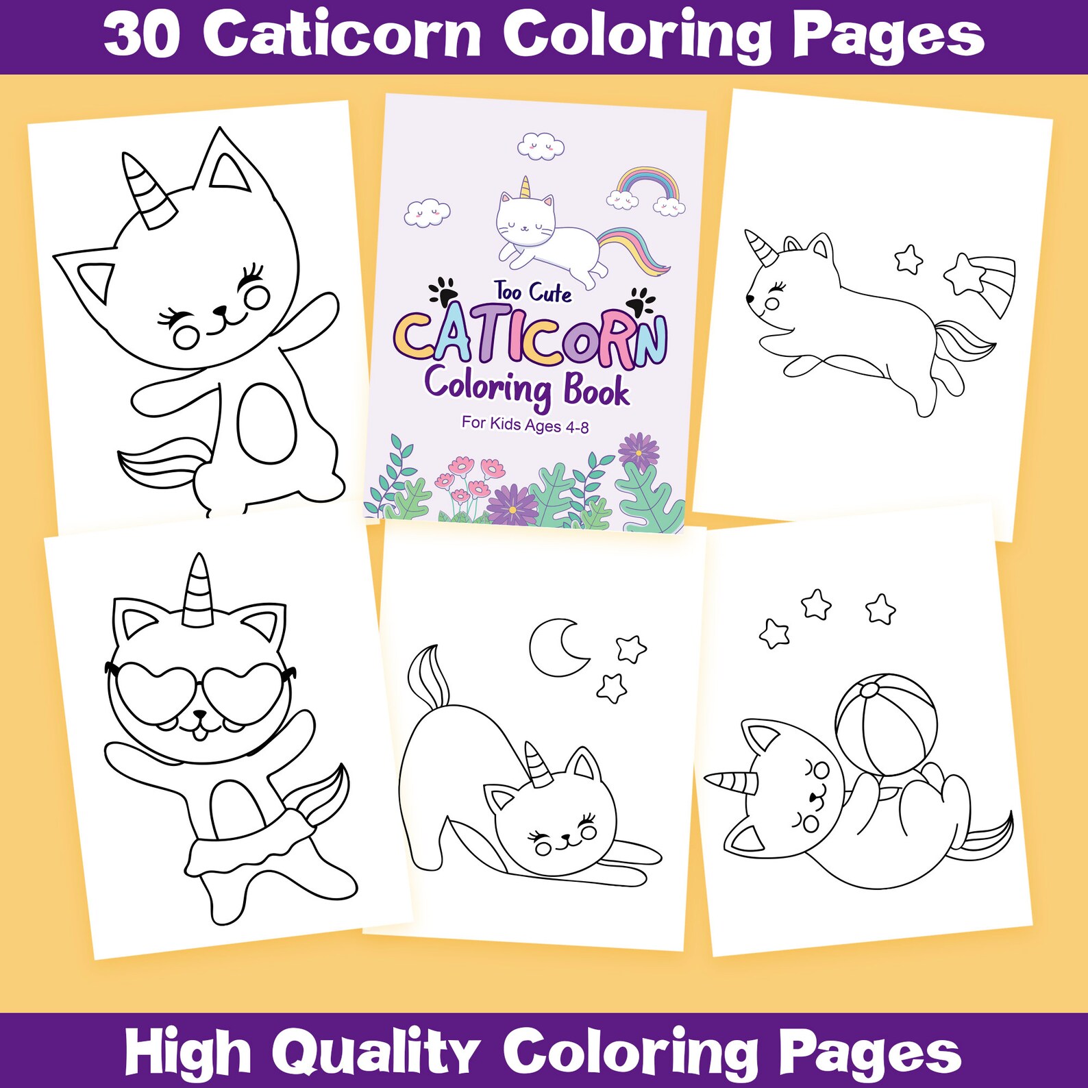 BEST VALUE 30 Too Cute Caticorn Coloring Book Instant - Etsy