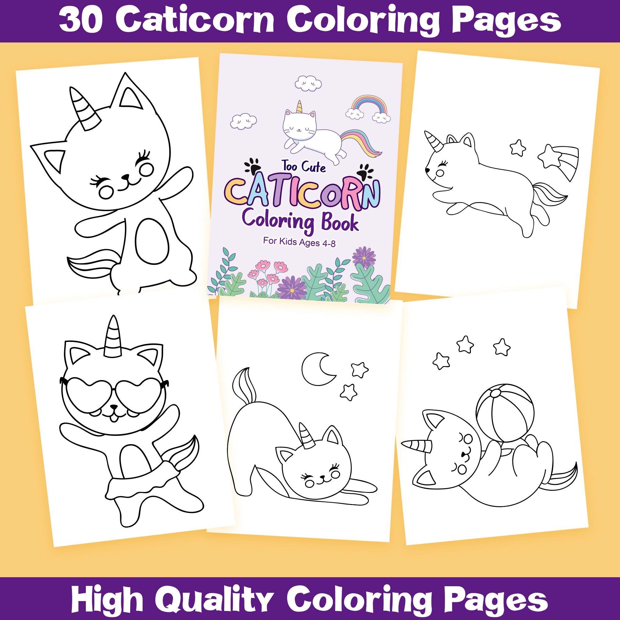BEST VALUE 30 Too Cute Caticorn Coloring Book Instant - Etsy