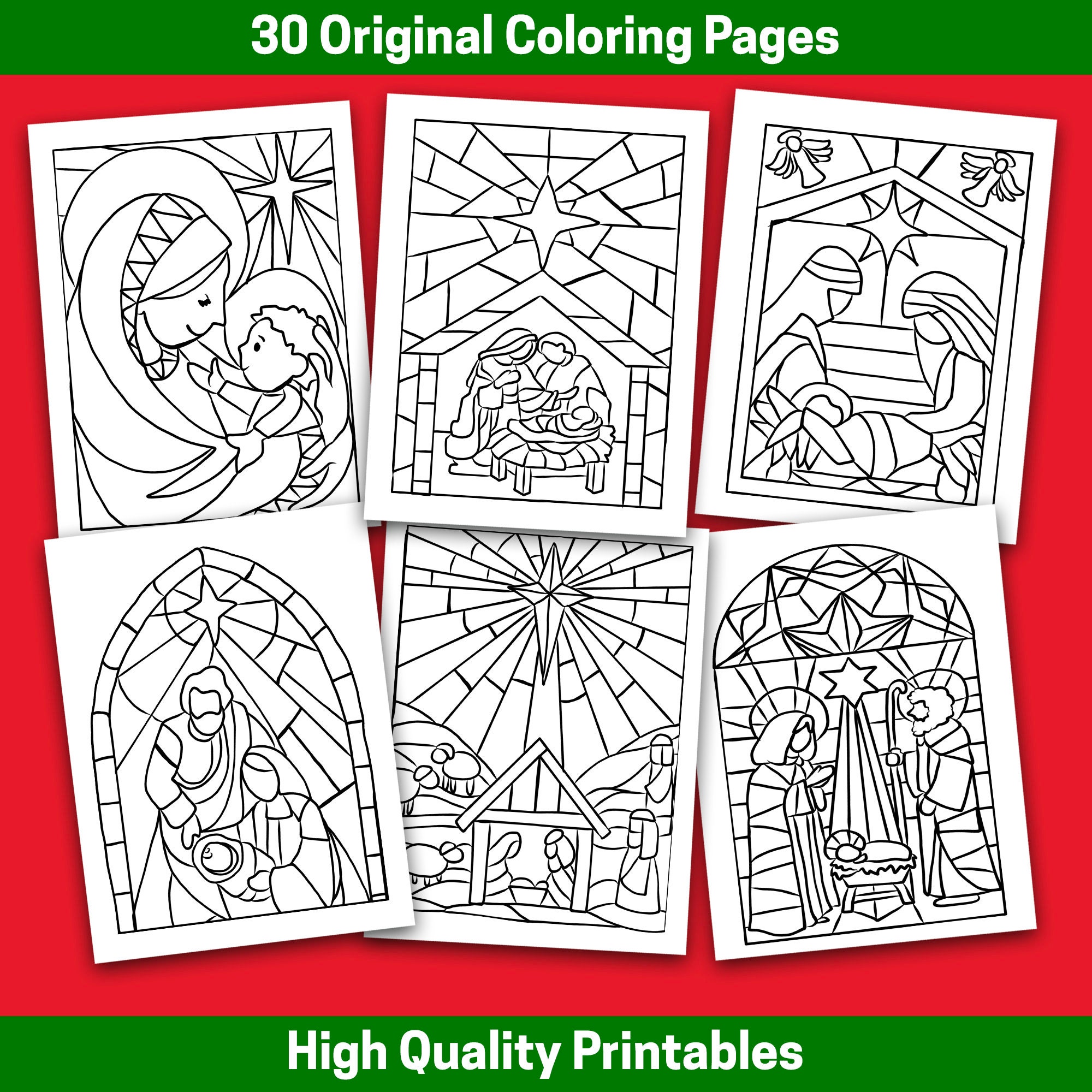 BEST VALUE! Nativity Stained Glass Coloring Book - Instant Download ...