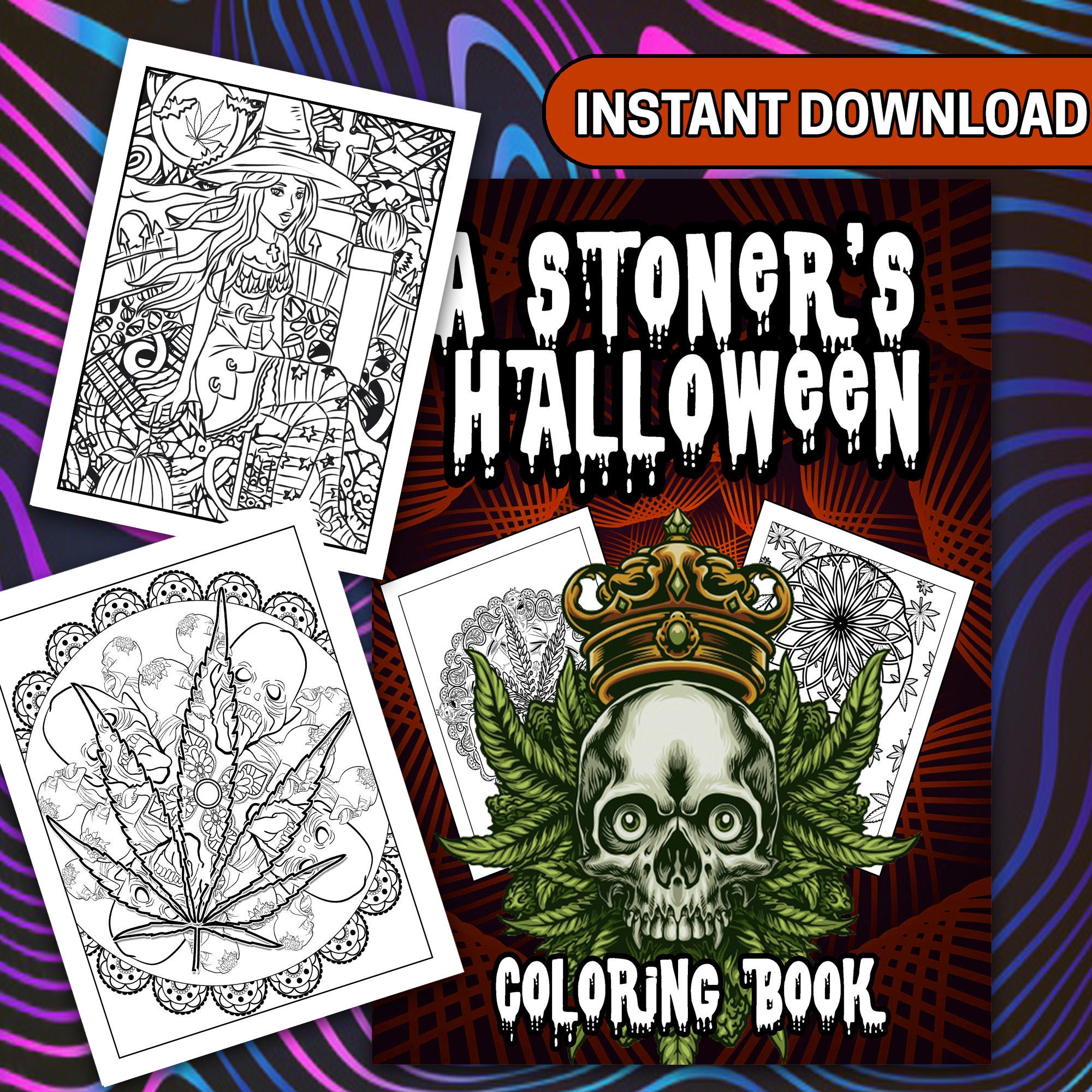 BEST VALUE - 20 Spooky Stoner Coloring Pages - Instant Download A ...
