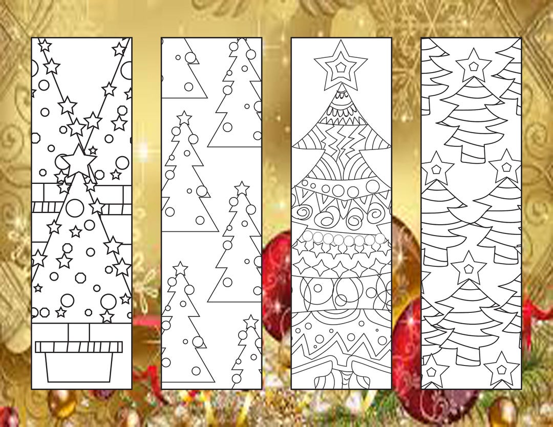 Christmas Coloring Bookmarks - Christmas Trees Printable Bookmarks for ...