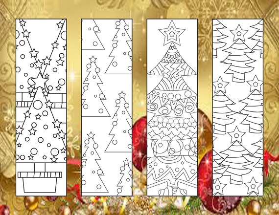 Christmas Coloring Bookmarks Christmas Trees Printable - Etsy UK