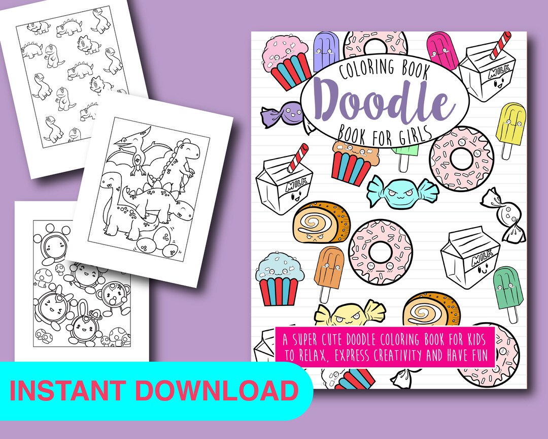 30 Doodle Coloring Pages - Instant Download Coloring Book for Kids and ...