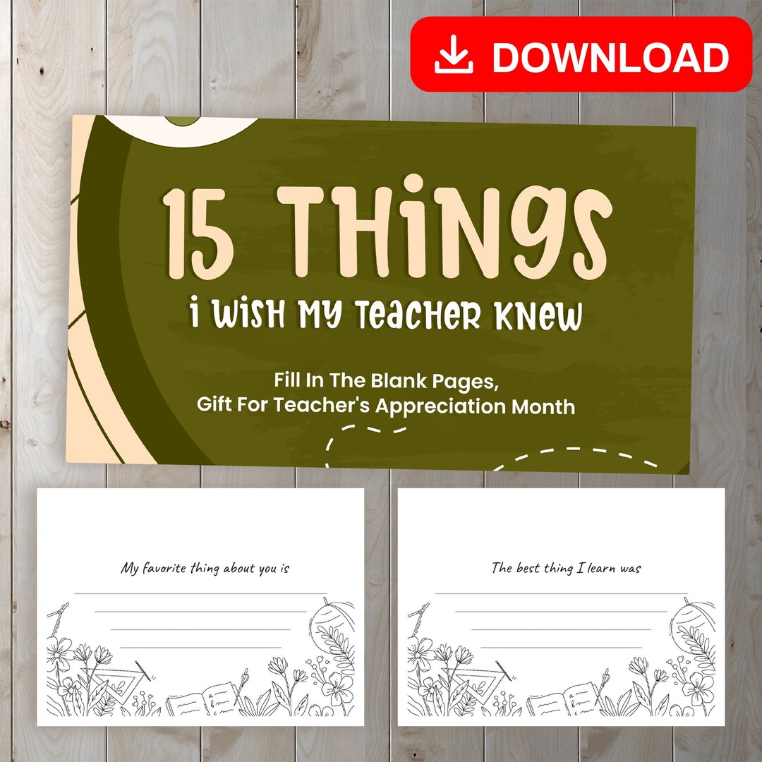 BEST VALUE 15 Things I Wish My Teacher Knew - Instant Download Fill in ...