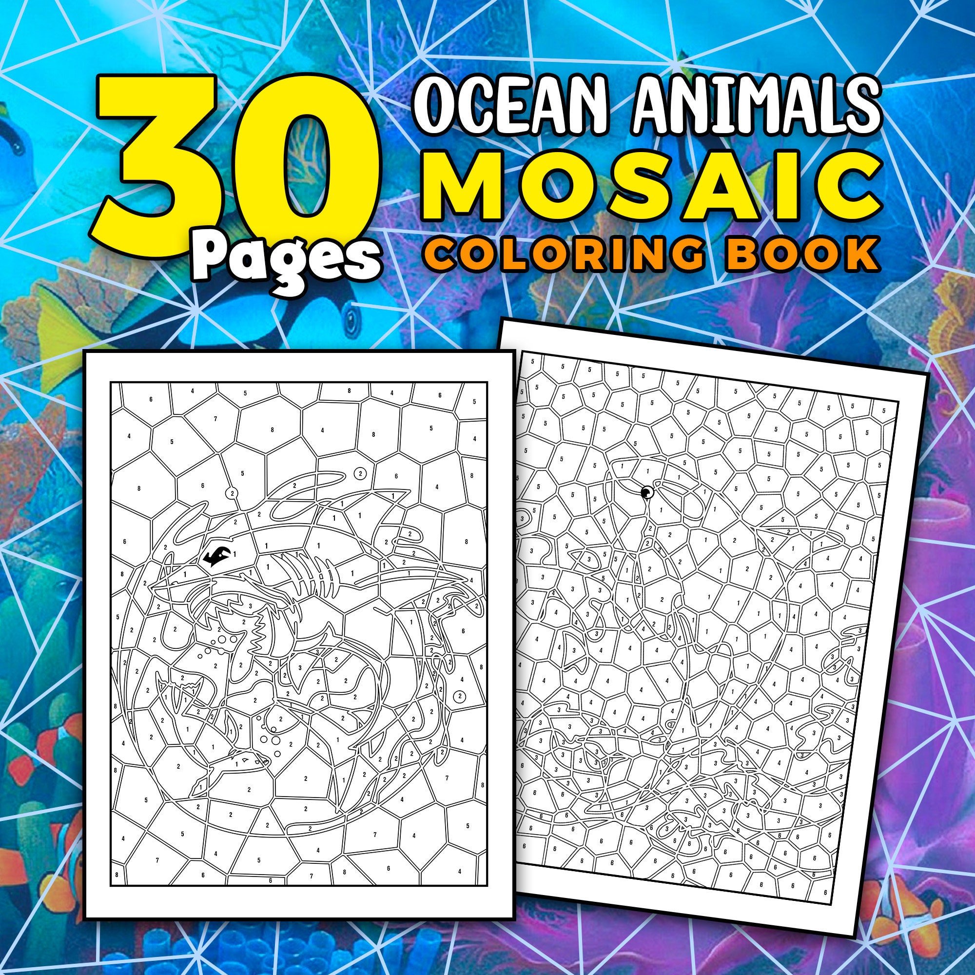 BEST VALUE 30 Magnificent Ocean Animals Mosaic Color by Number Amazing ...