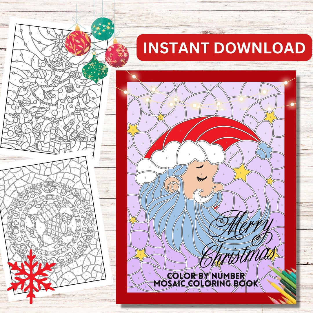 BEST VALUE Merry Christmas Color by Number - Instant Download Mosaic ...