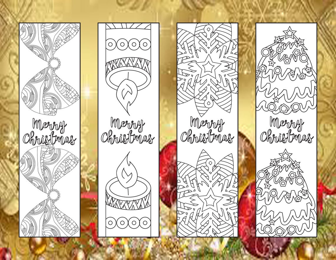 Christmas Coloring Bookmarks - Candle, Snowflake and Christmas Tree ...