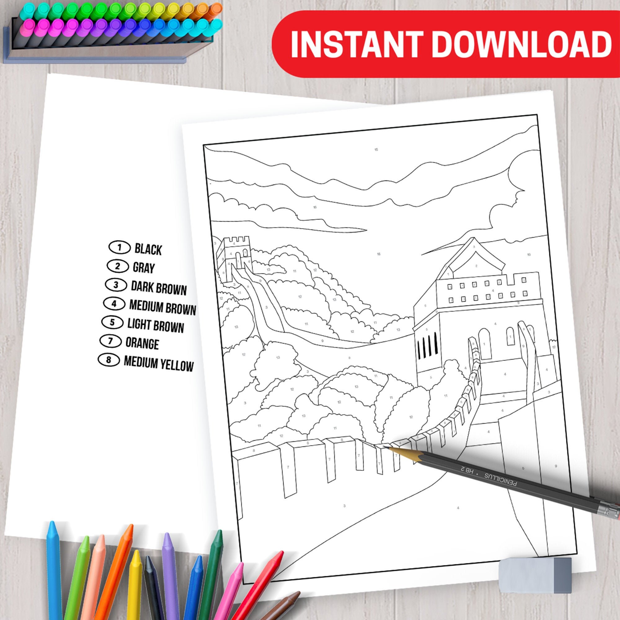 Great Wall Of China Coloring Page