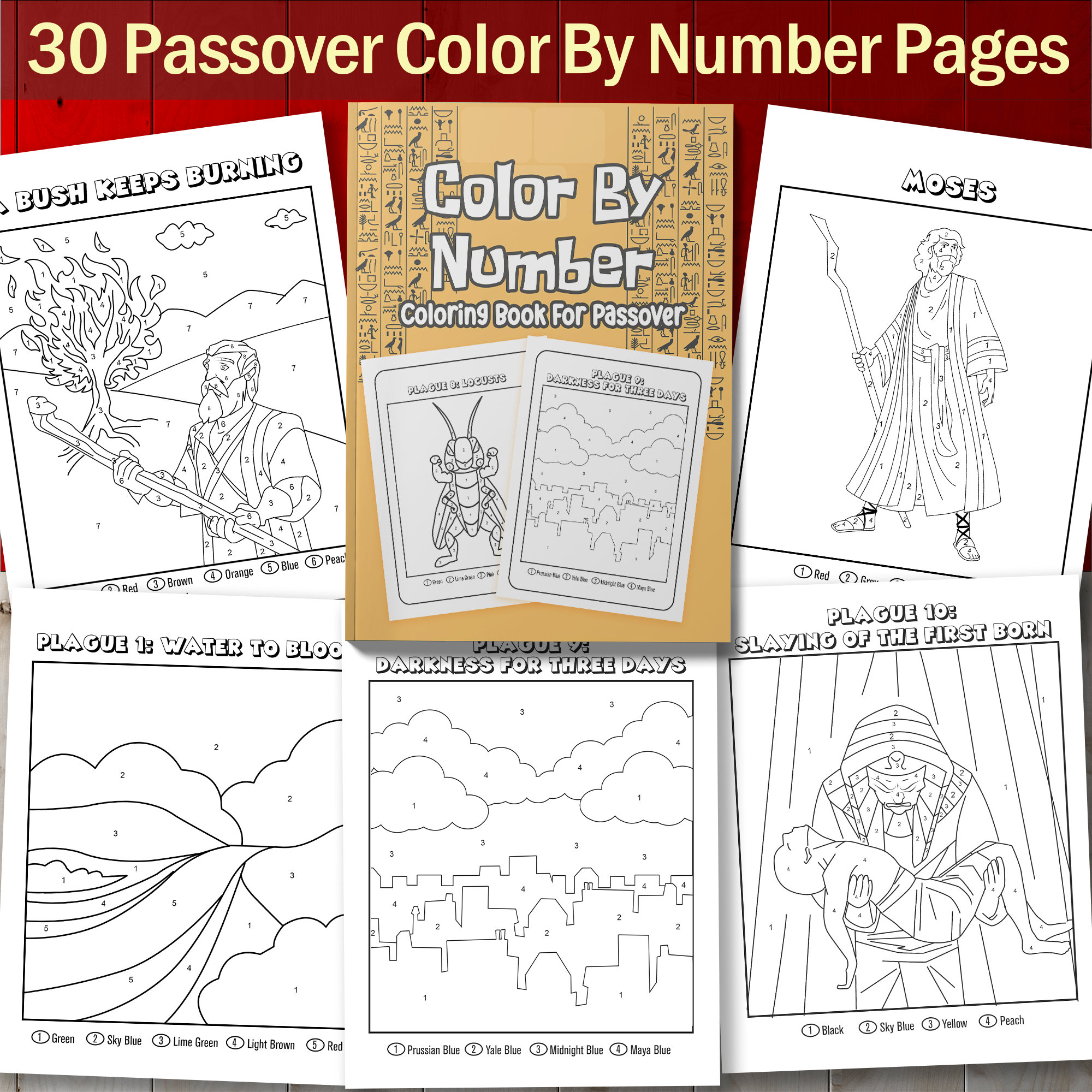 BEST VALUE Color by Number Coloring Book for Passover Instant Download ...