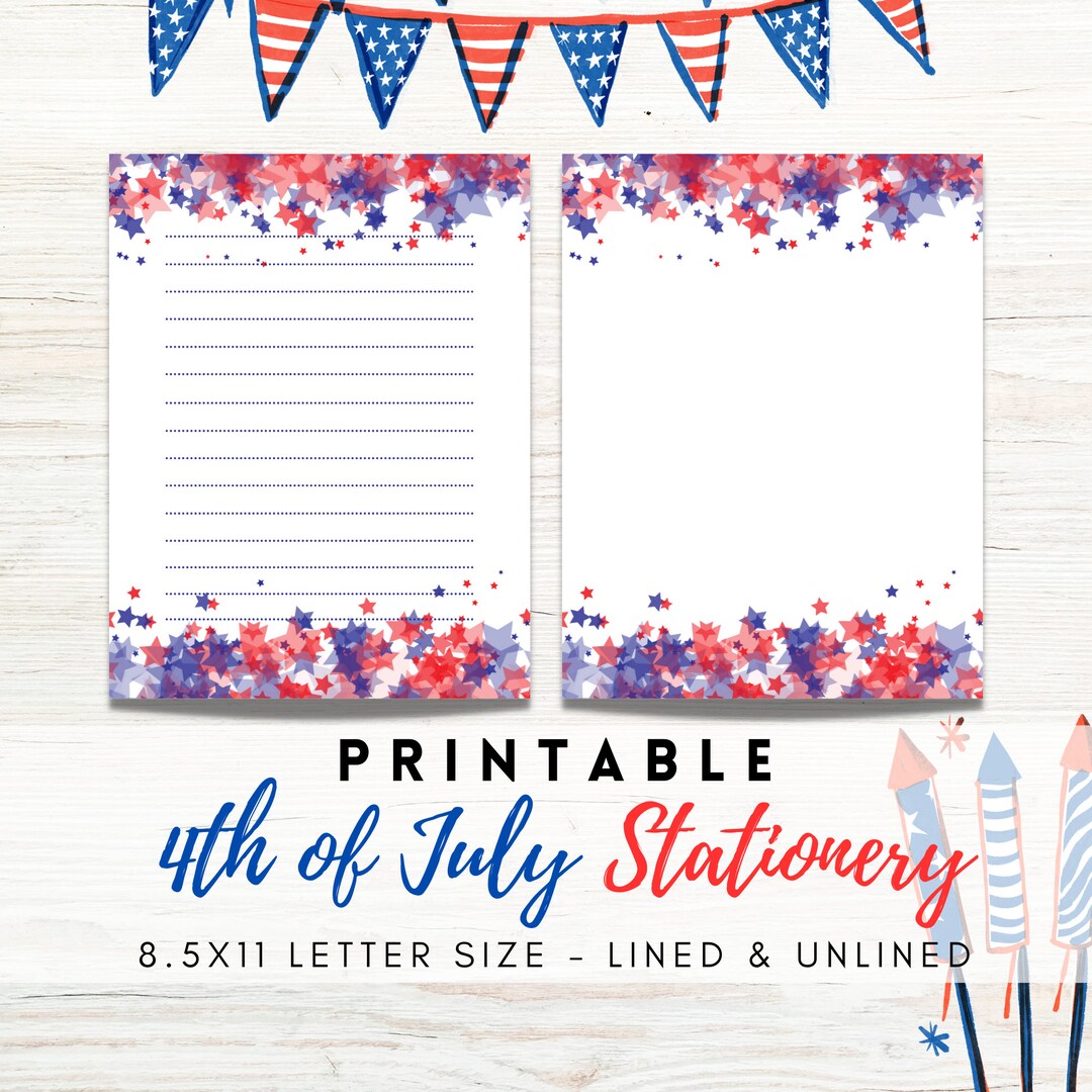 BEST VALUE 4th of July Printable Stationery -instant Download Writing ...