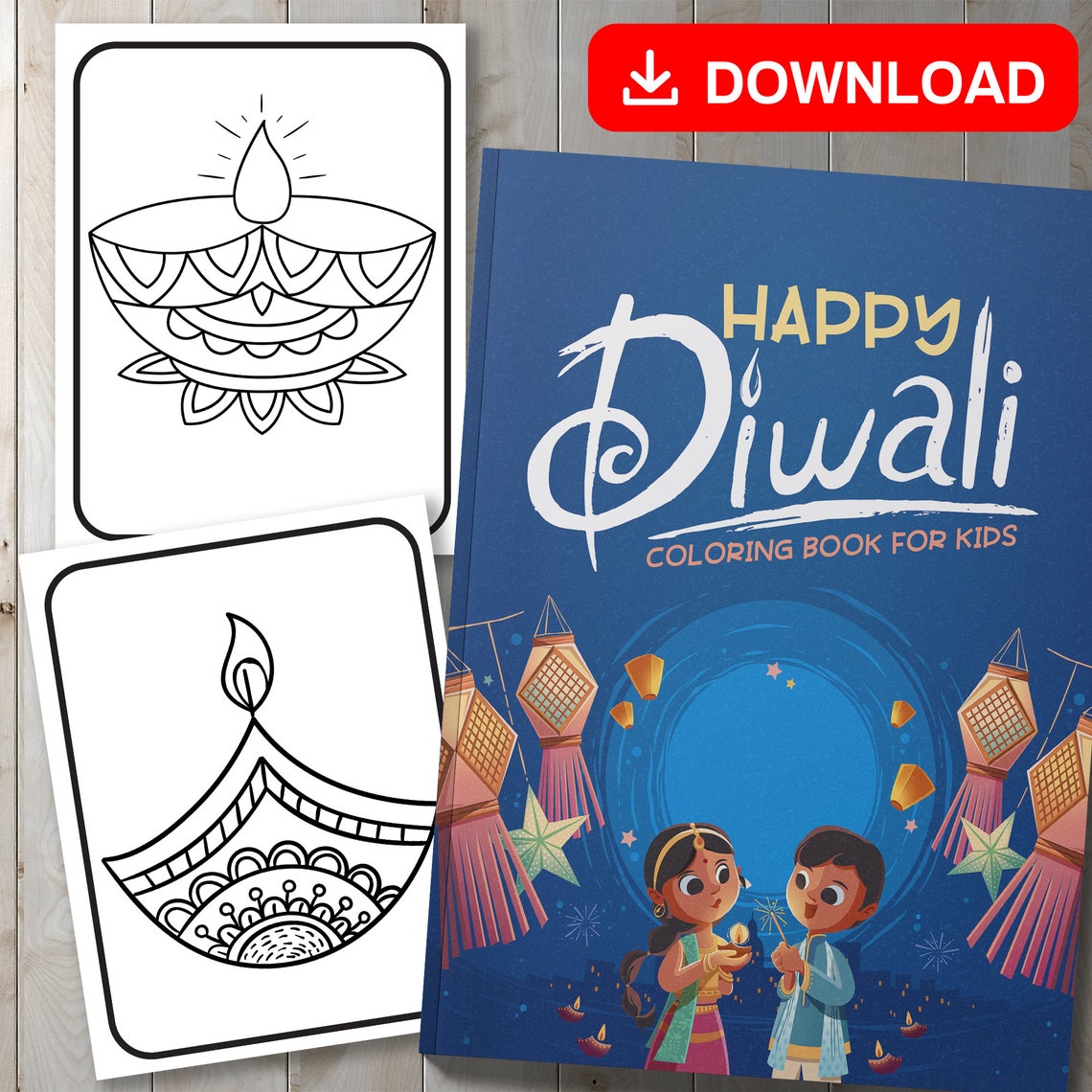 BEST VALUE Happy Diwali Coloring Book for Kids Instant Download ...