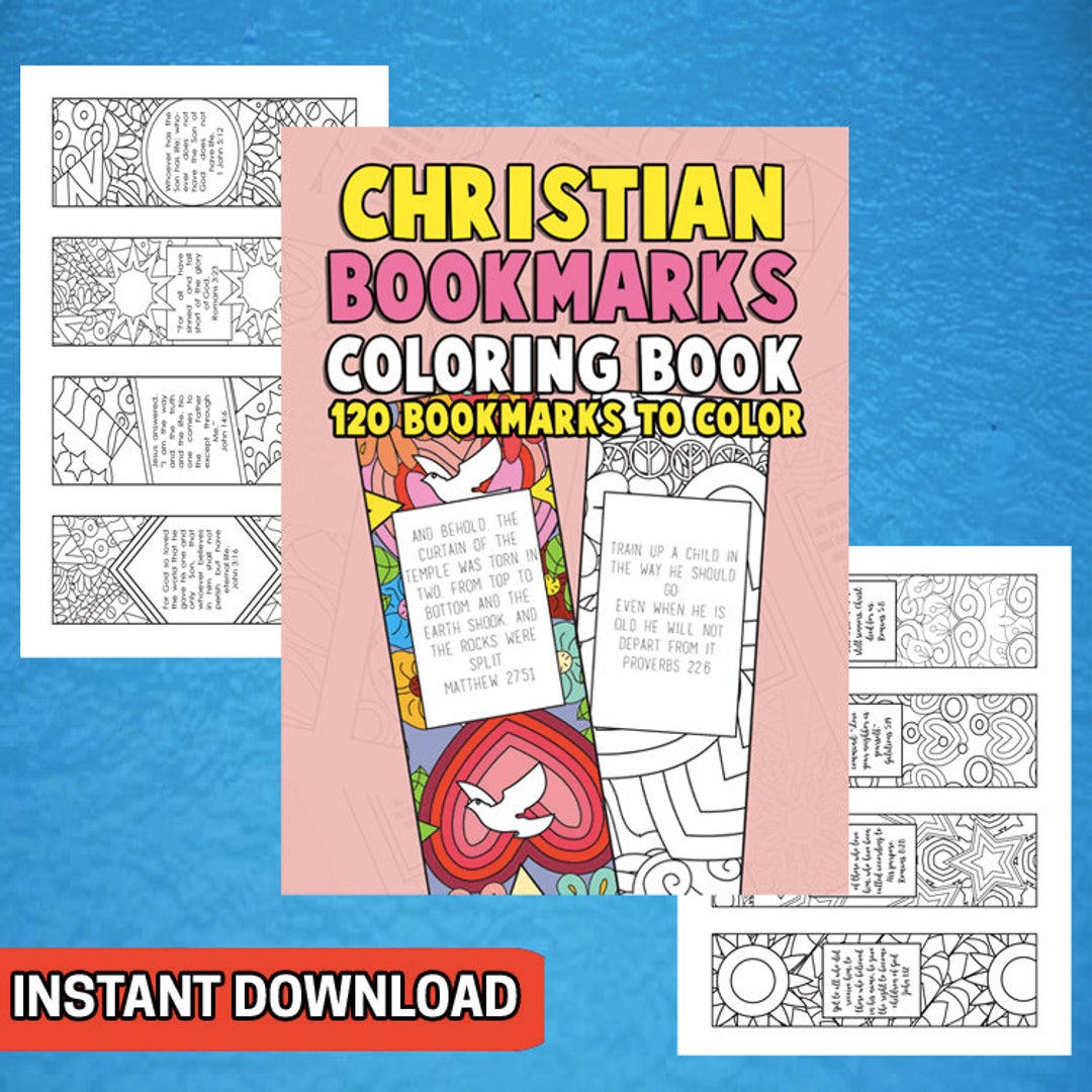 120 Christian Bookmarks Coloring Pages - Instant Download Coloring Book ...
