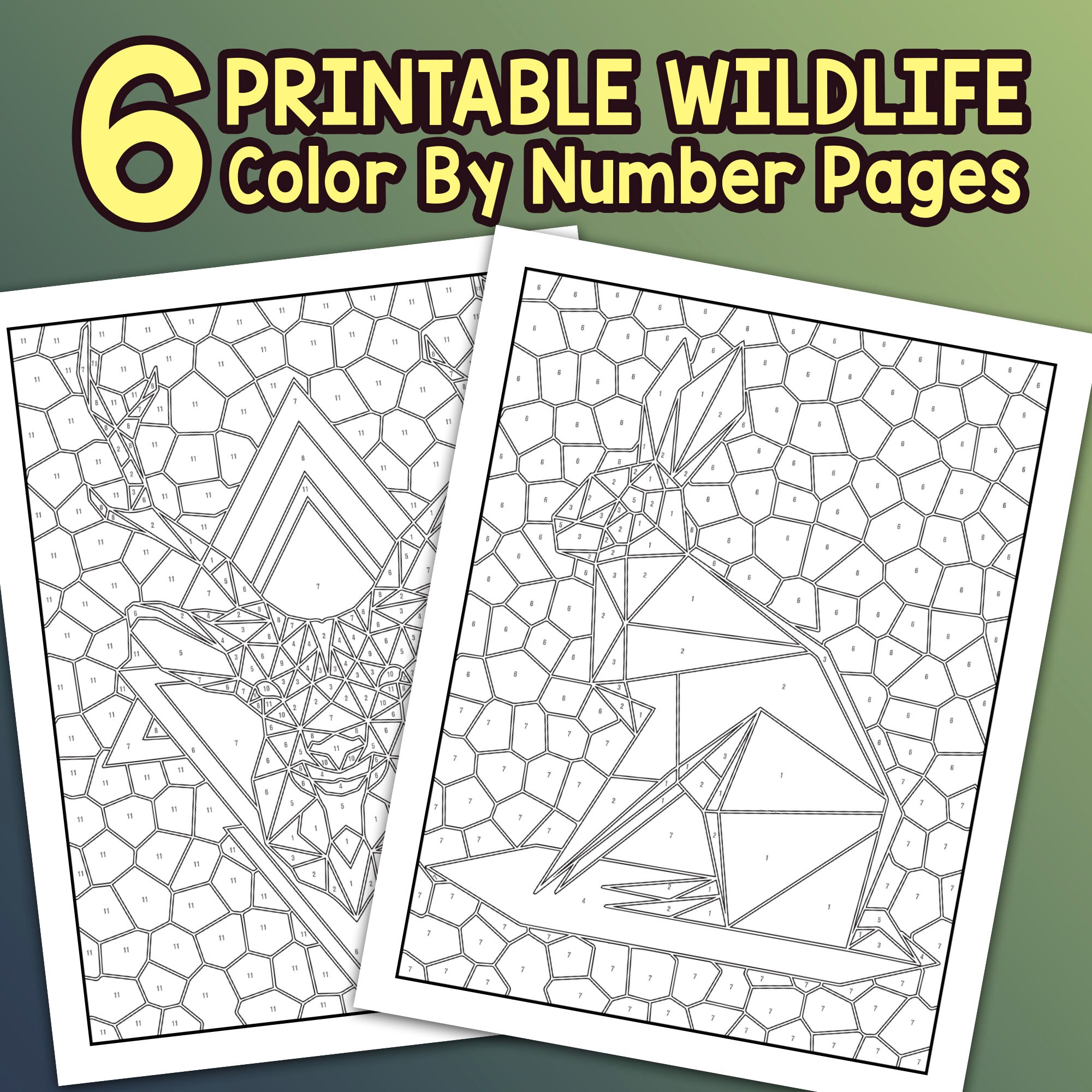 Printable Wildlife Color by Number Pages - Instant Download Majestic ...