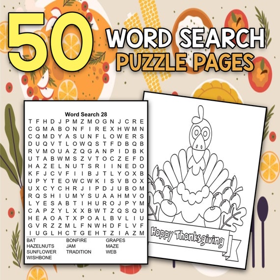Coloring Pages Thanksgiving Word Search