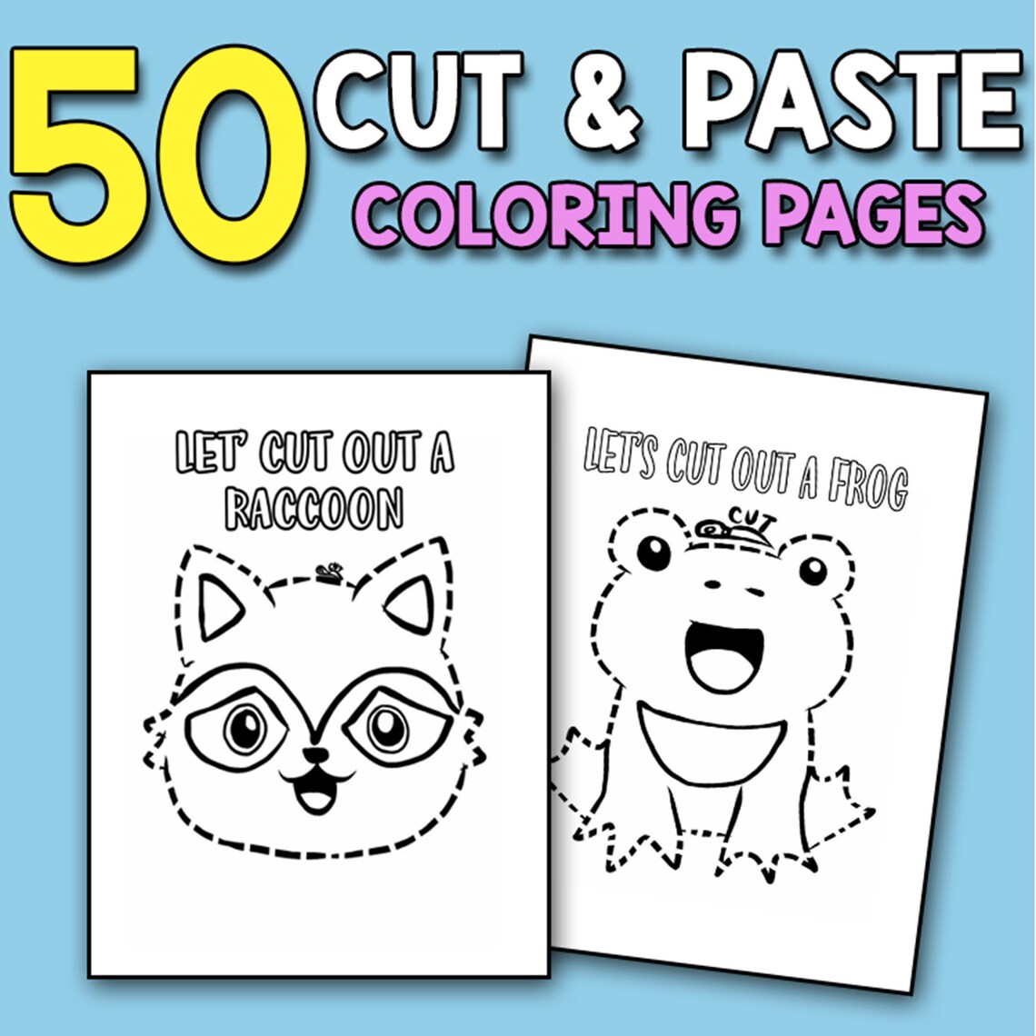 BEST VALUE Cut, Paste & Color Workbook for Kids 50 Printable Cut, Paste ...