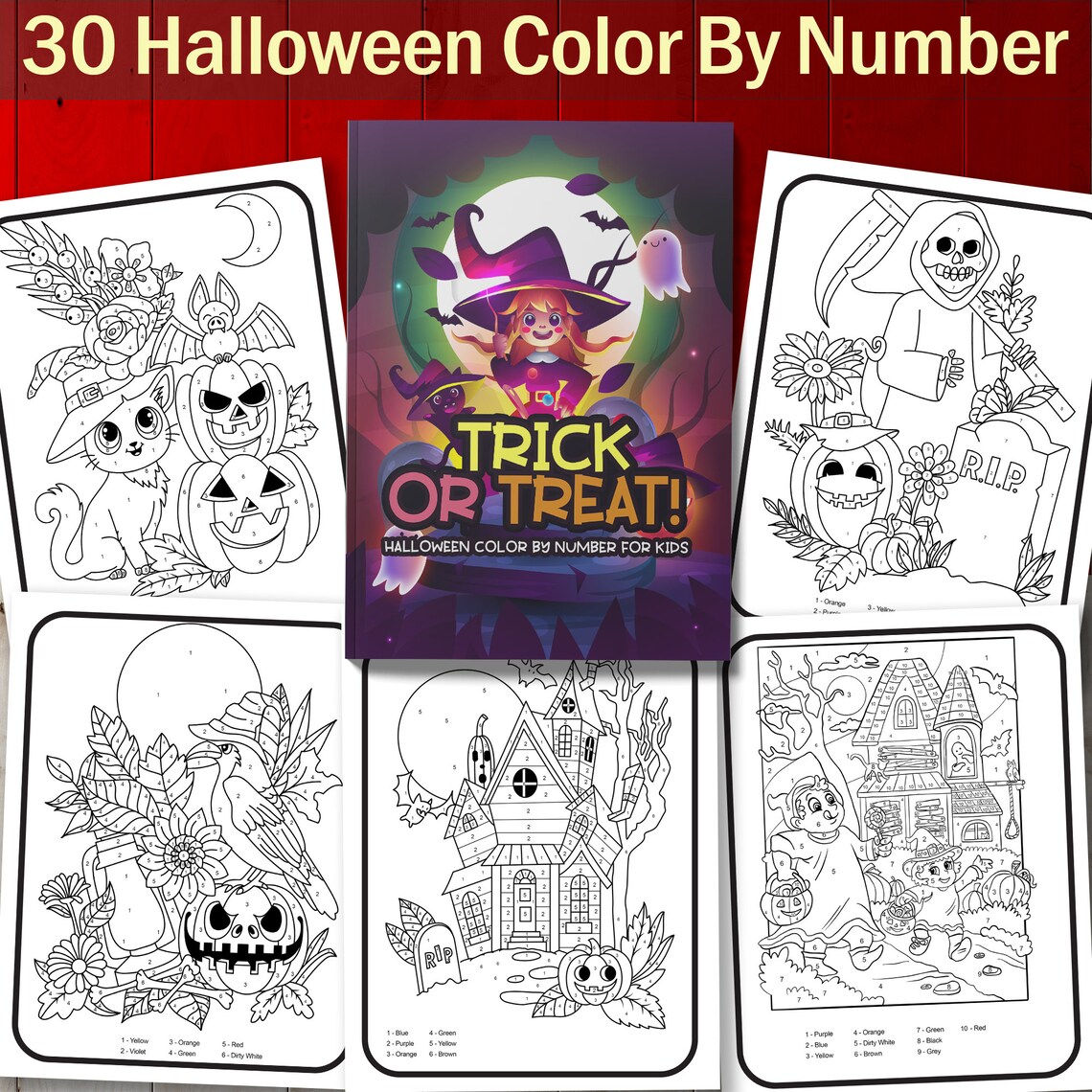 BEST VALUE Trick or Treat Halloween Color by Number for Kids - Etsy