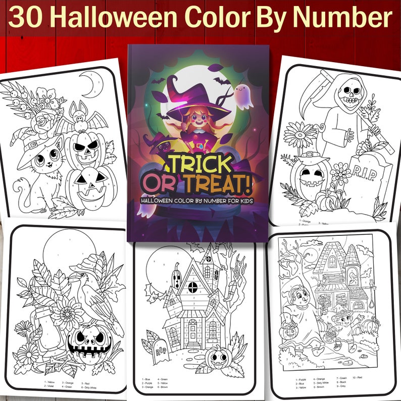 BEST VALUE Trick or Treat Halloween Color by Number for Kids - Etsy