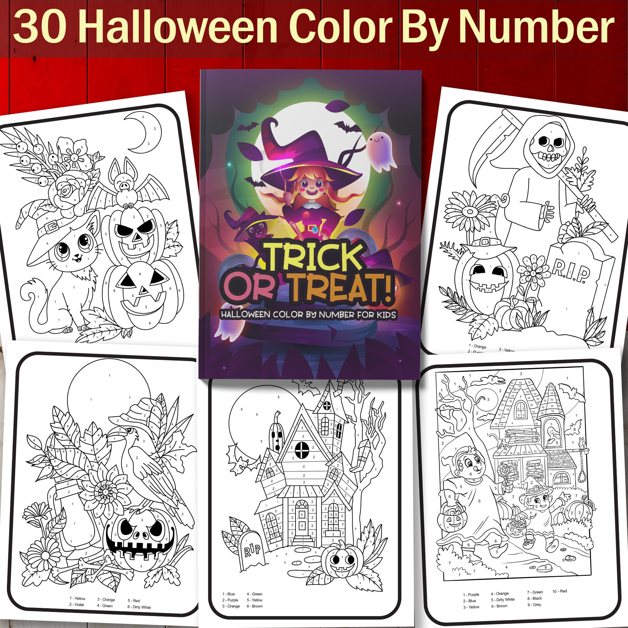 BEST VALUE Trick or Treat Halloween Color by Number for Kids - Etsy