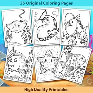 25 Baby Aquatic Animals Coloring Pages - Instant Download Coloring Book ...