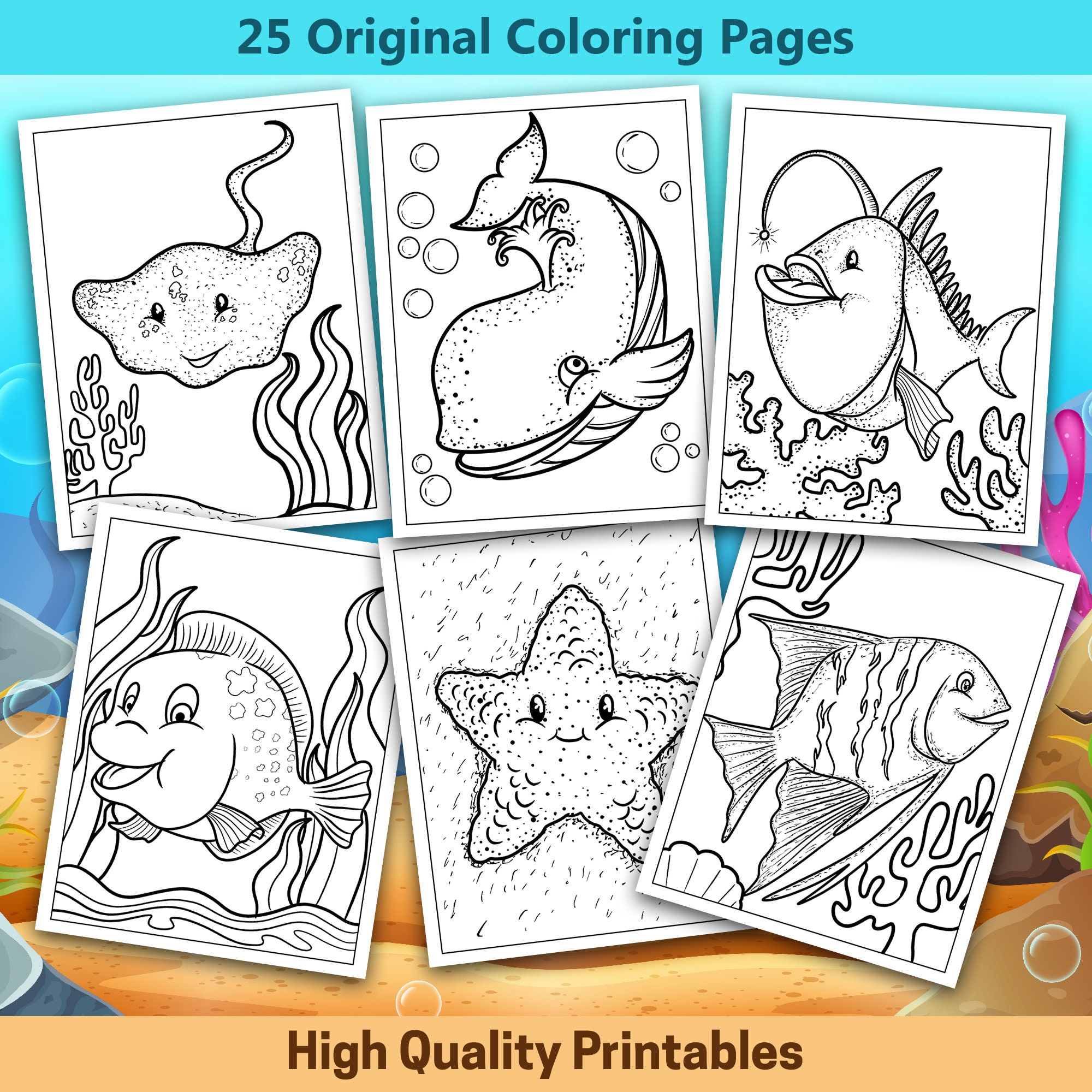25 Baby Aquatic Animals Coloring Pages Instant Download - Etsy