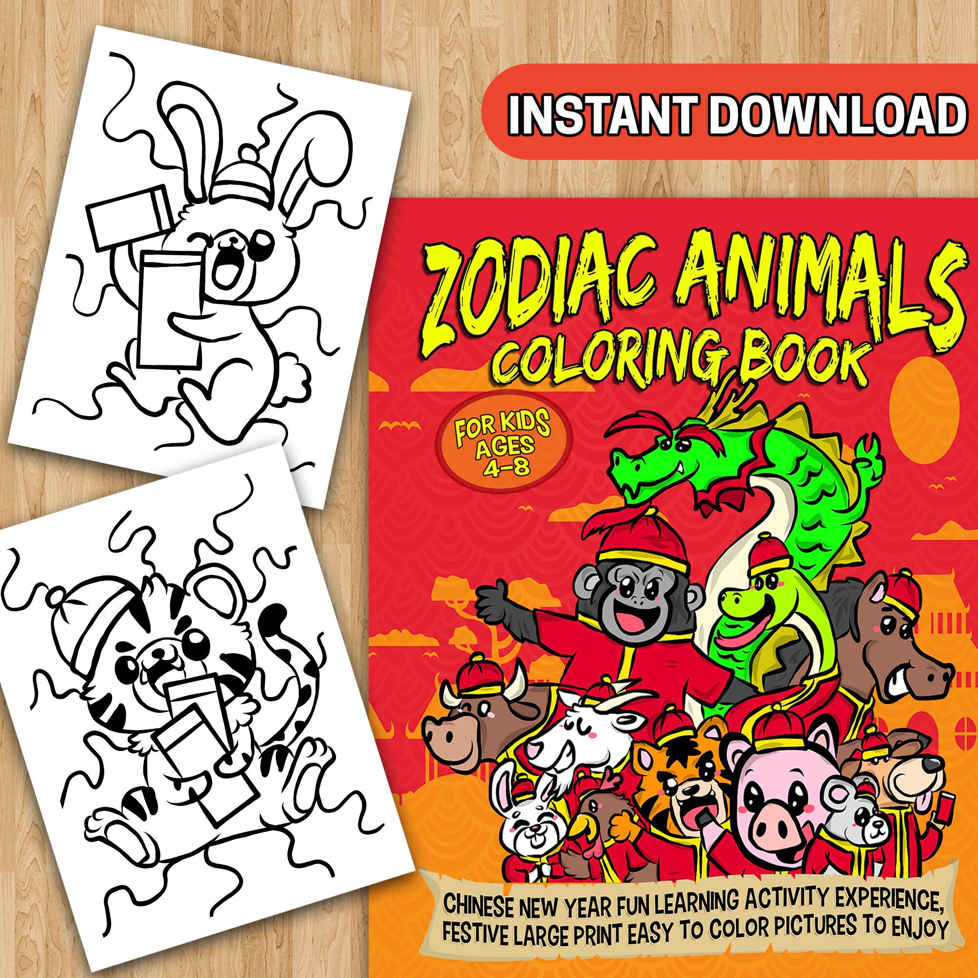 BEST VALUE 30 Zodiac Animals Coloring Book for Kids Ages 4-8 Instant ...