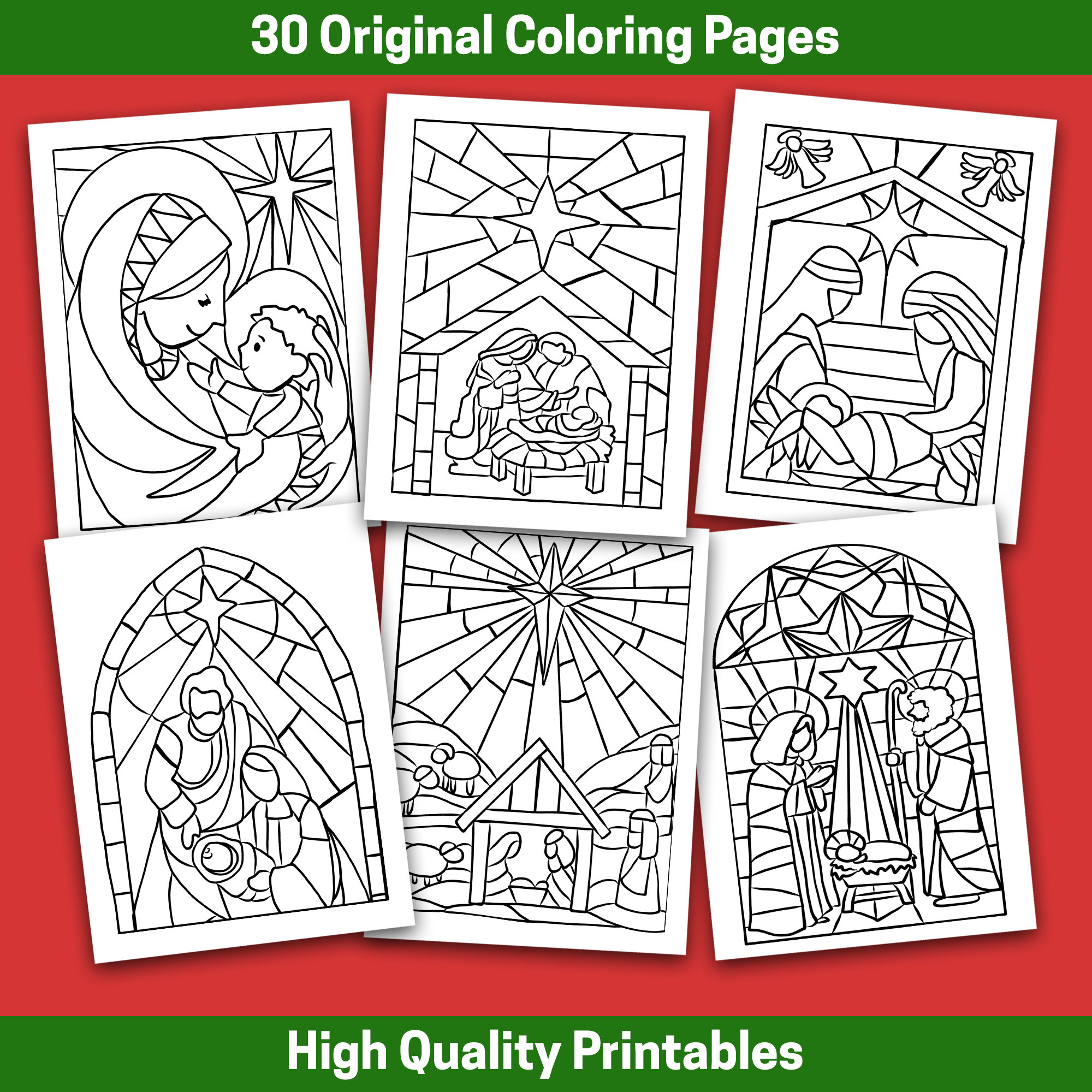 BEST VALUE! Stained Glass Nativity Coloring Book - Instant Download ...