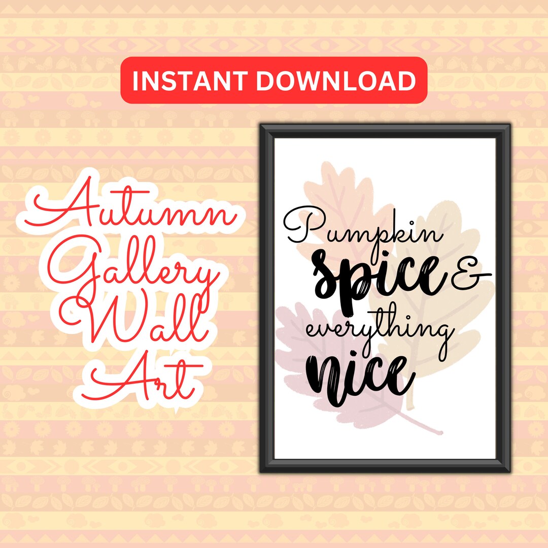 BEST VALUE Printable Autumn Gallery Wall Art - Instant Download Pumpkin ...