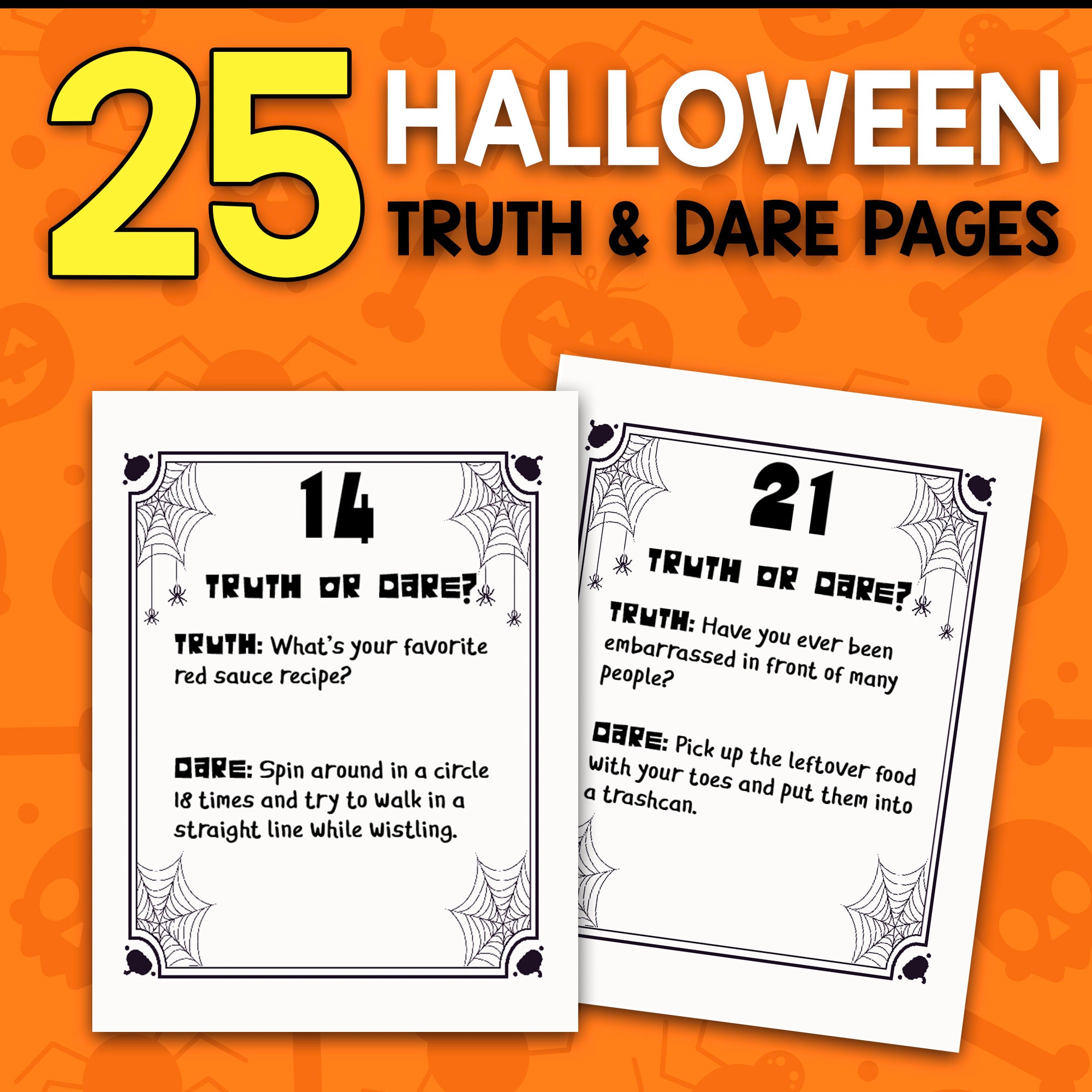 BEST VALUE 25 Halloween Truth and Dare Pages for Kids Printable PDF ...