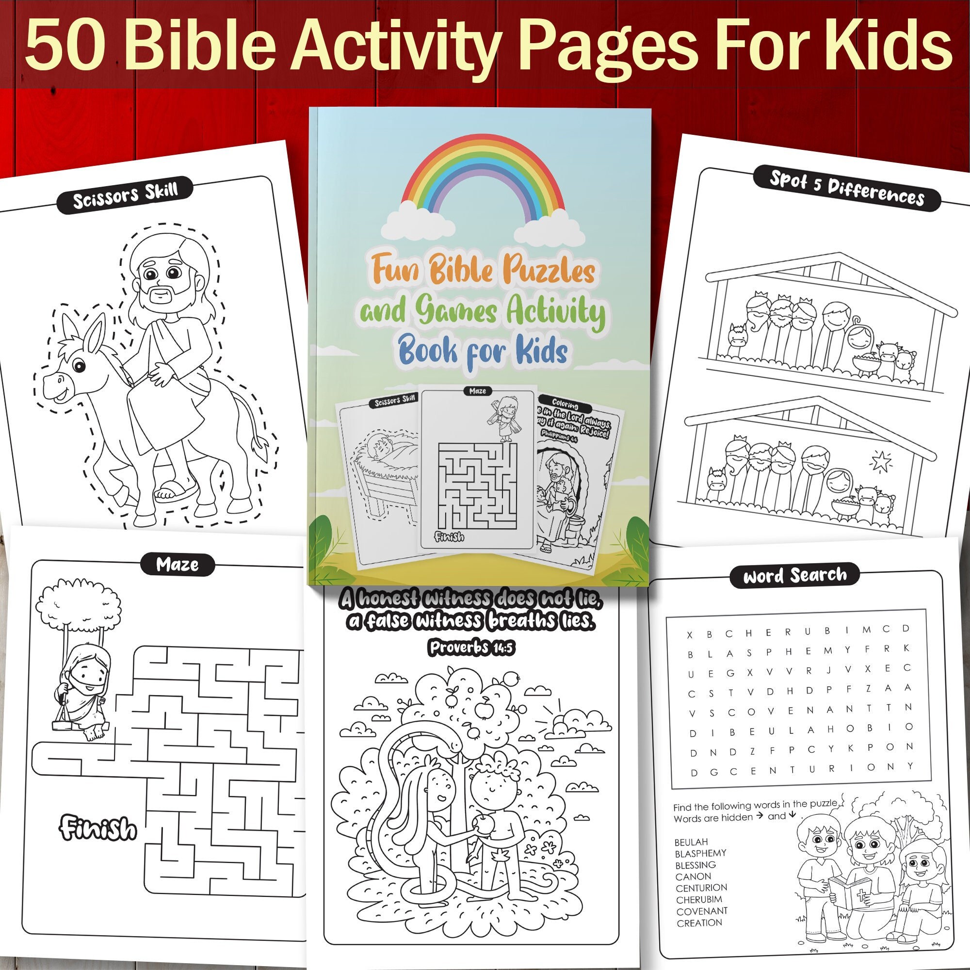 BEST VALUE Fun Bible Puzzles and Games Activity Book for Kids Instant ...
