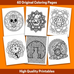 BEST VALUE! 60 Halloween Mandala Coloring Pages - Instant Download ...