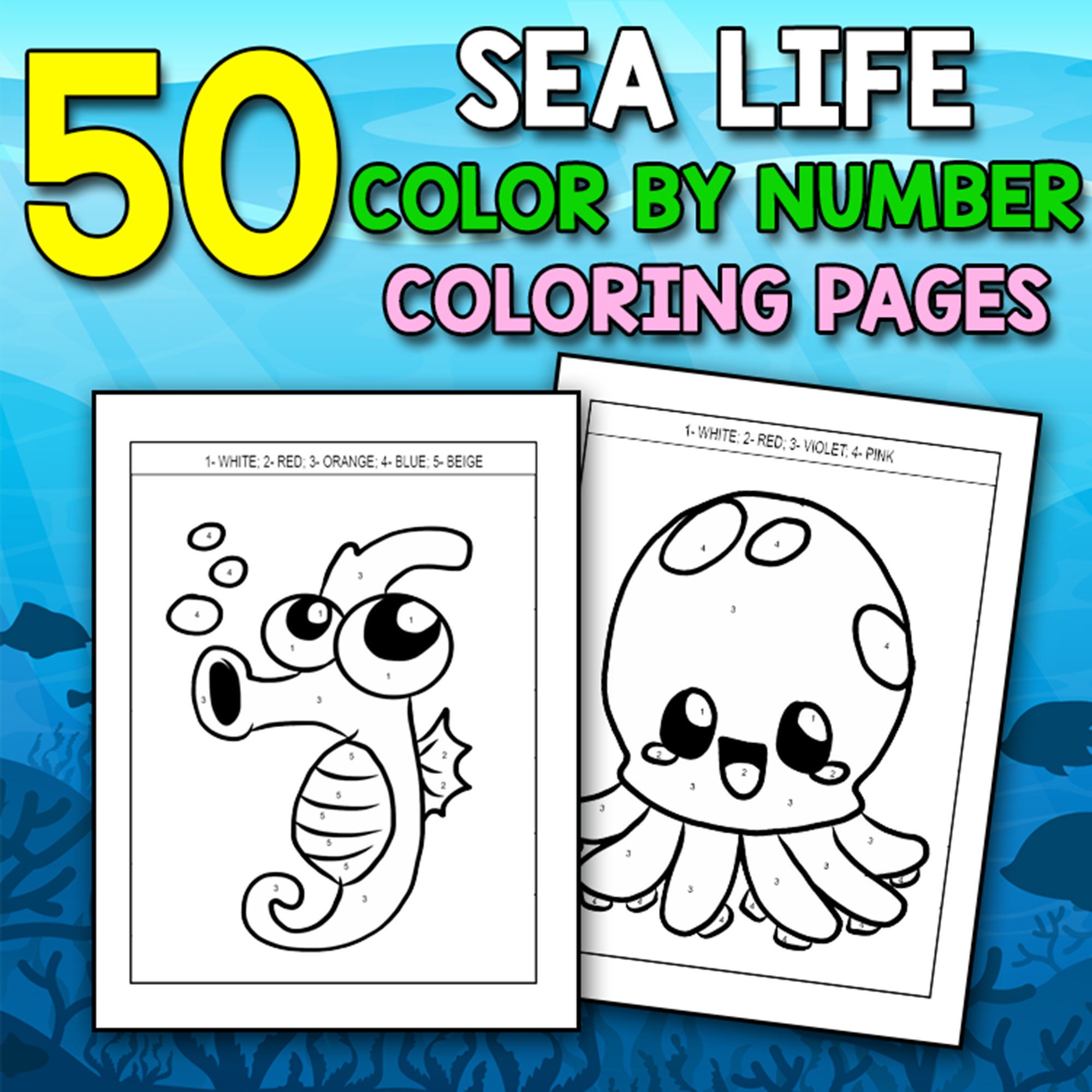 Sea Life Color By Number Coloring Pages