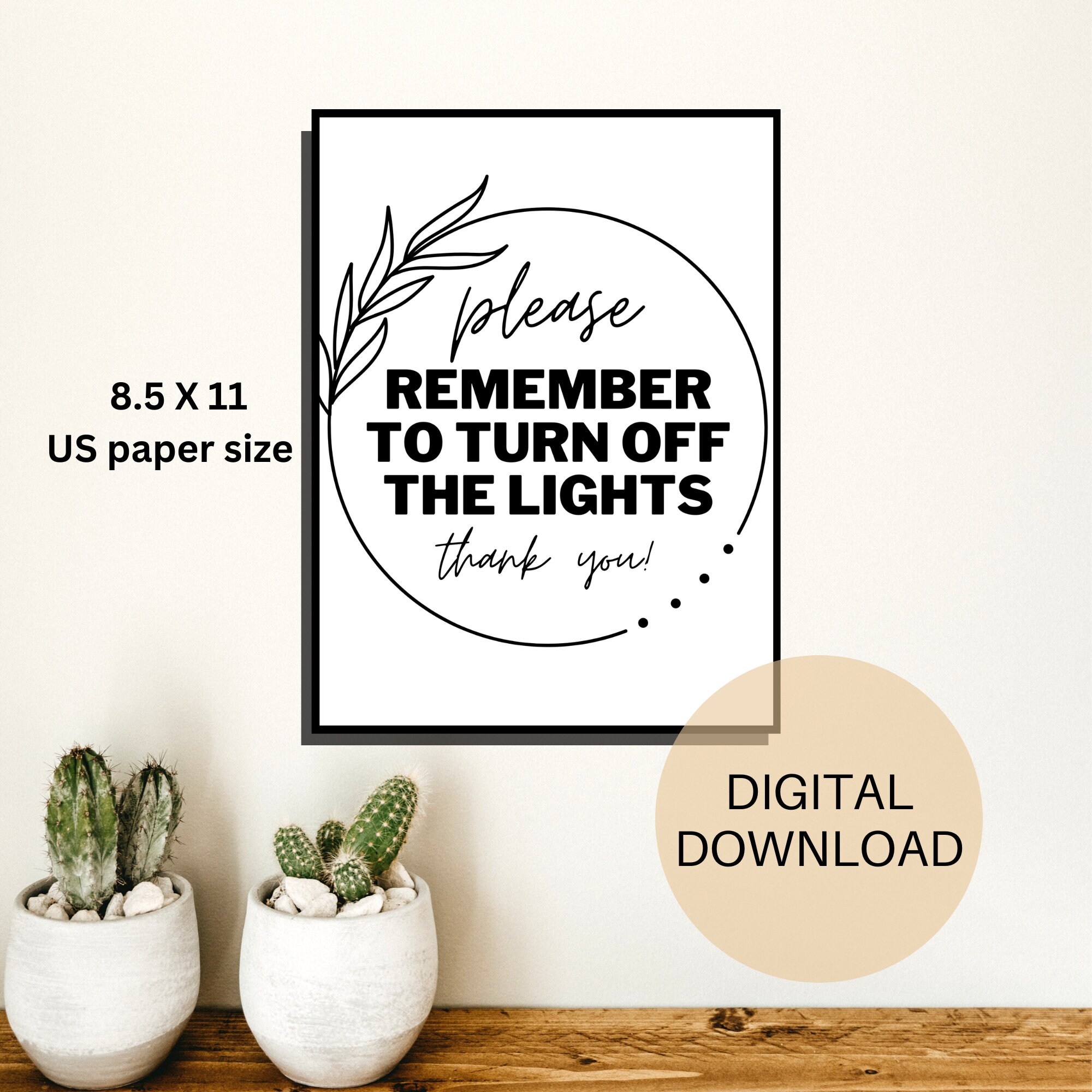 BEST VALUE Please Turn off Lights Sign - Instant Download Turn off the ...