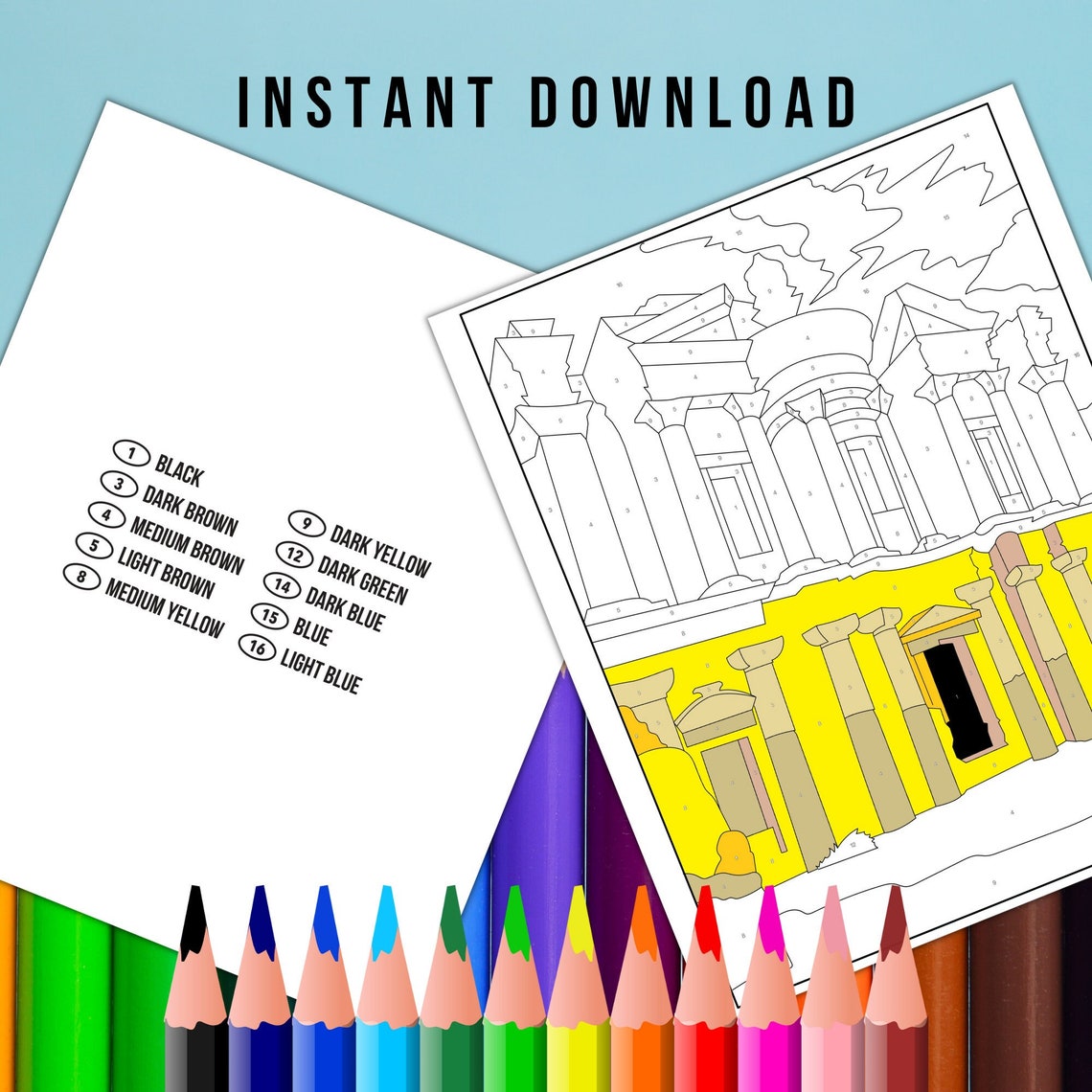 BEST VALUE Lost City, Petra, Jordan Coloring Page - Instant Download ...