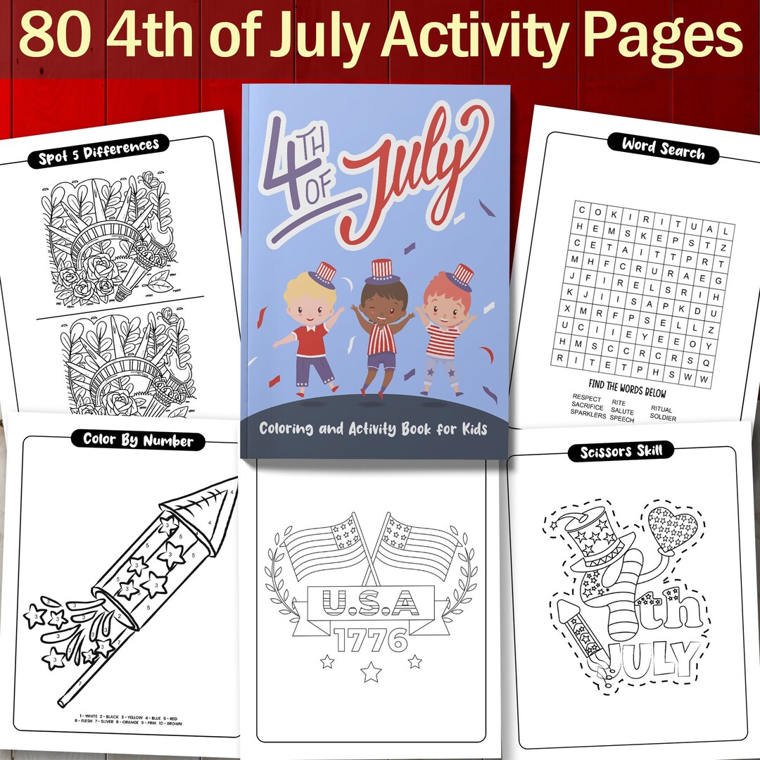 BEST VALUE 4th of July Coloring and Activity Book for Kids - Instant ...